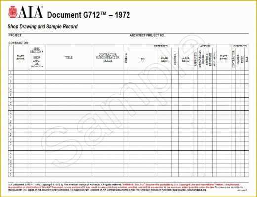 Free Construction Submittal Log Template Of G712–1972 Shop Drawing and ...
