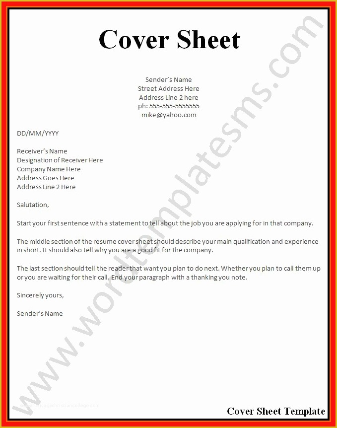 Free Cover Sheet Template For Resume Of Cover Page Example Resume 