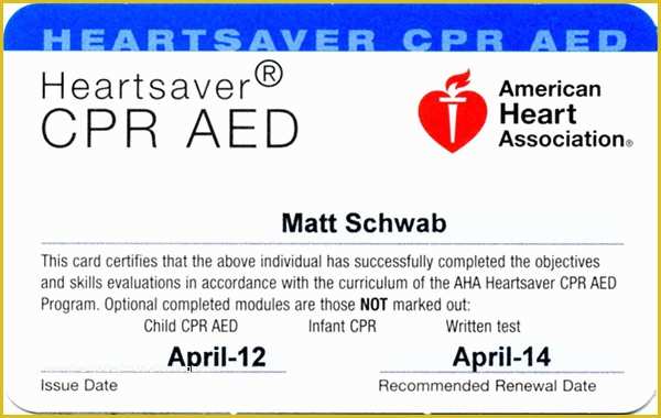Fake Printable Cpr Certification Card