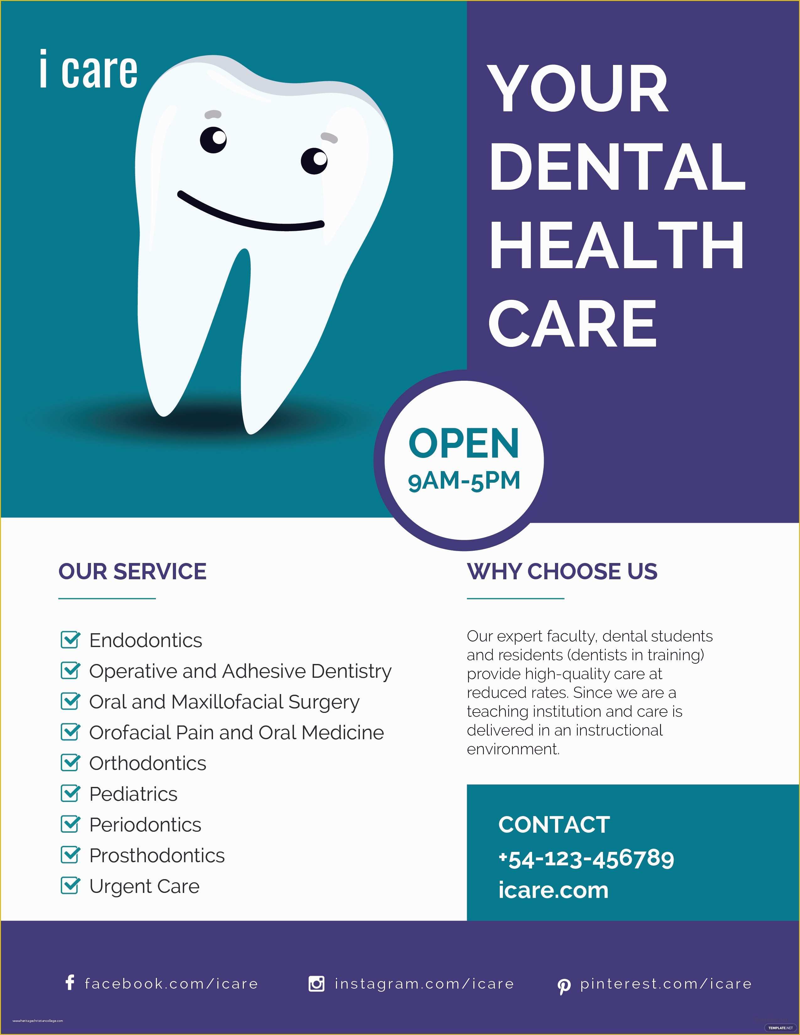 Free Dental Templates Of Free Dental Care Flyer Template In Adobe Shop 
