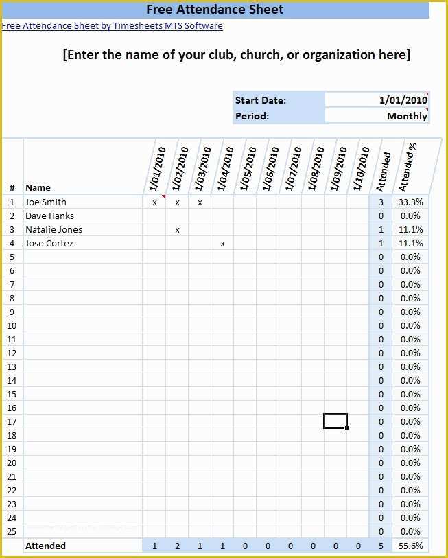 Free Employee Attendance Sheet Template Excel Of Free Download General 