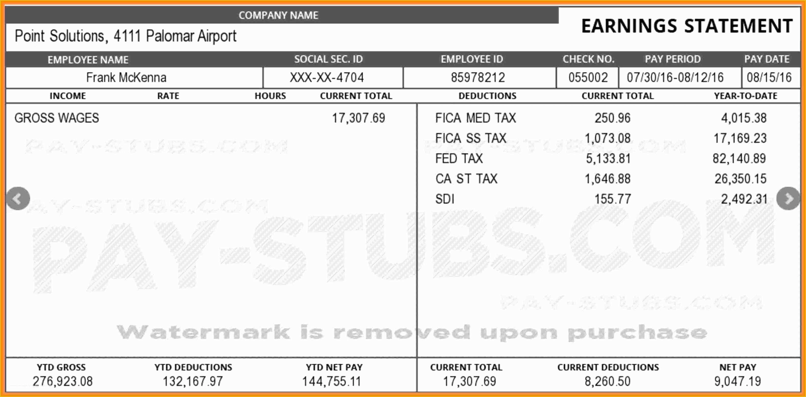 Free Employee Earnings Statement Template Of Earnings Statement 