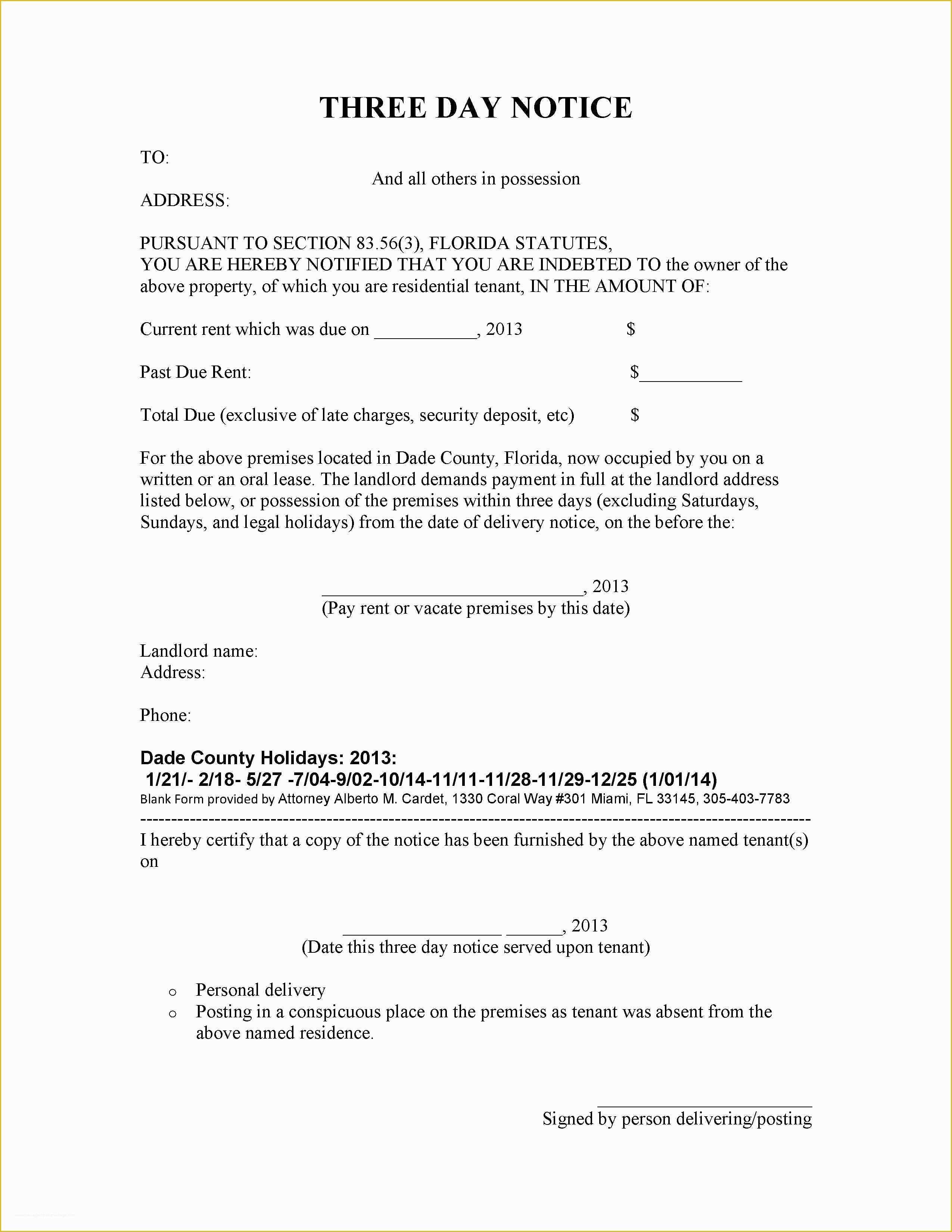 Free Eviction Notice Template Florida Of Blank Eviction Notice Example 