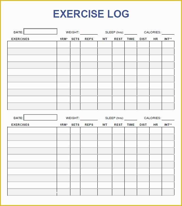 Free Exercise Log Template Of Exercise Log Template 8 Free Pdf Doc 