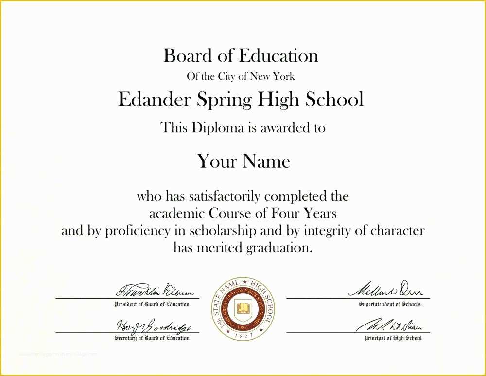 Free Fake High School Diploma Templates Of Free Fake High School 