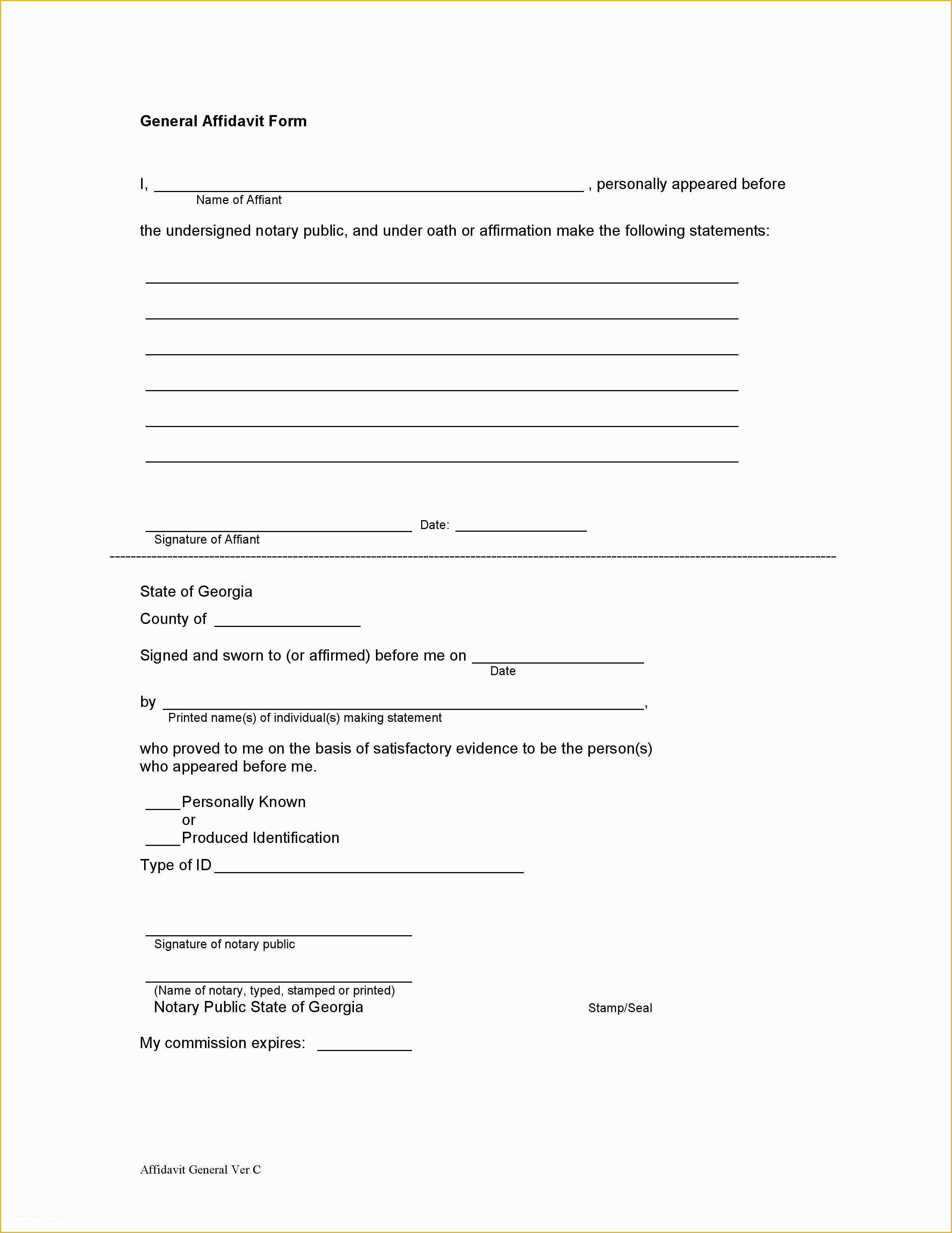 Free General Affidavit Template Of 48 Sample Affidavit Forms 