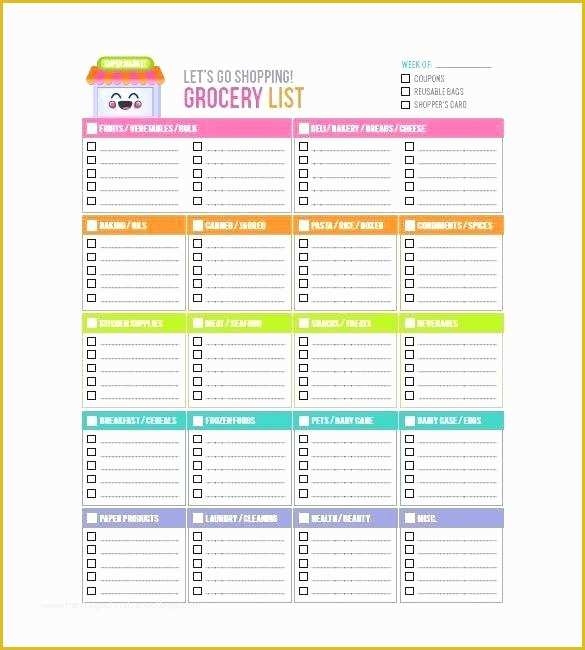 Free Grocery List Template Excel Of Grocery List Template Pre Printed 
