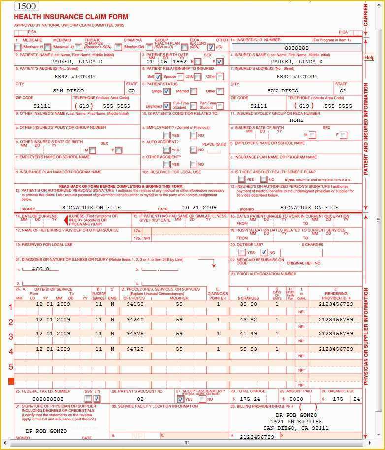 Health Insurance Claim Form 1500 Printable Health Insurance Claim Form 1500 Printable