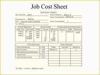 Free Job Cost Sheet Template Of Free Job Cost Sheet Template Costing ...
