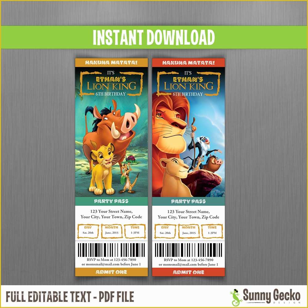 Free Lion Guard Invitation Template Of The Lion King Birthday Ticket 