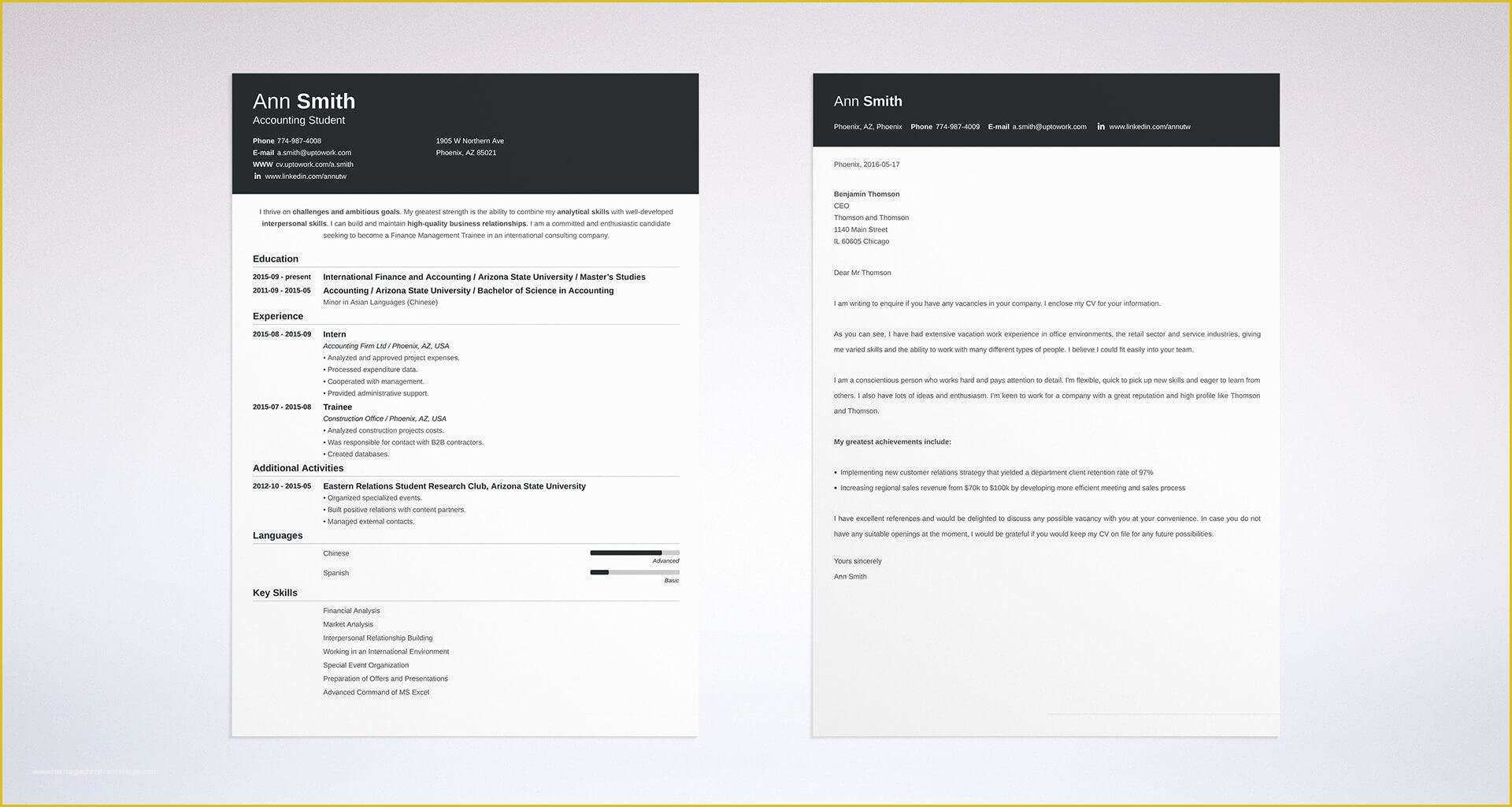 Free Matching Cover Letter And Resume Templates Of Resume Template 