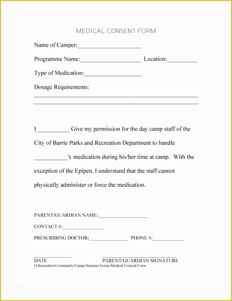 Free Medical Consent Form Template Of 45 Medical Consent Forms Free 