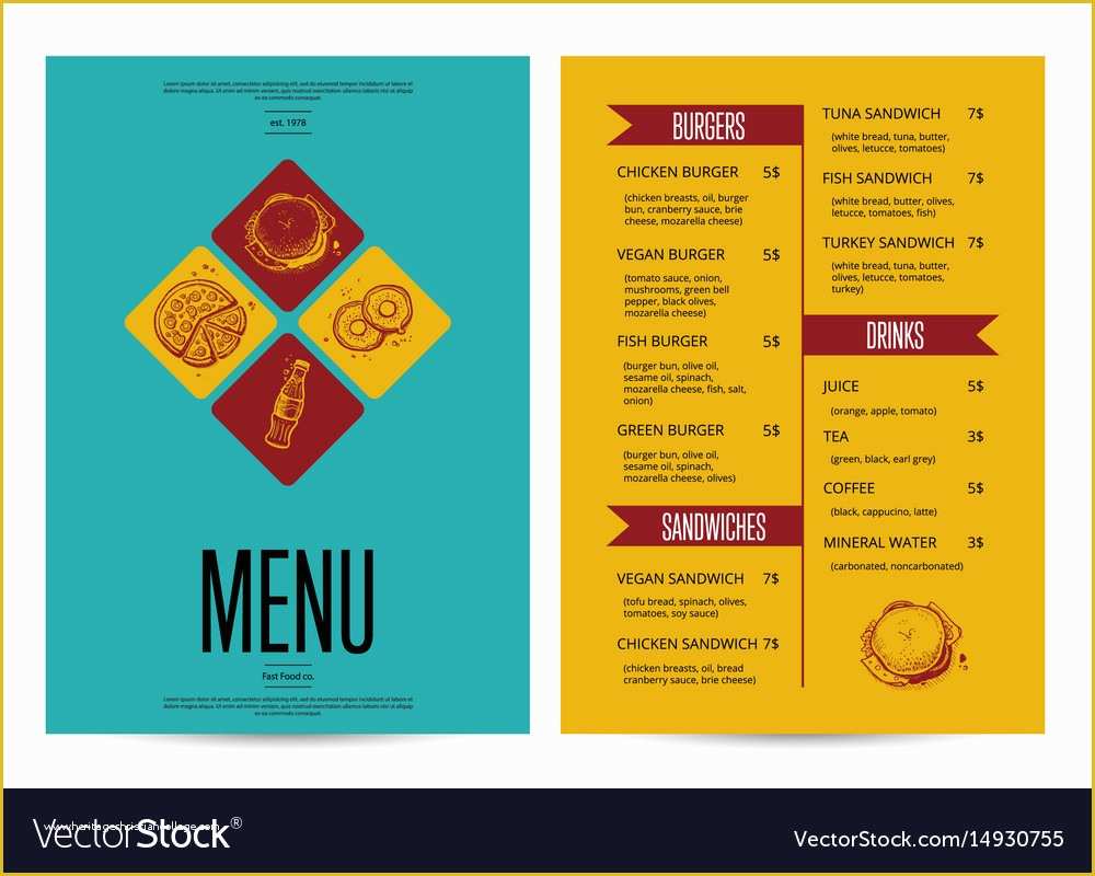 Free Menu Design Templates Of Restaurant Menu Card Design Template 
