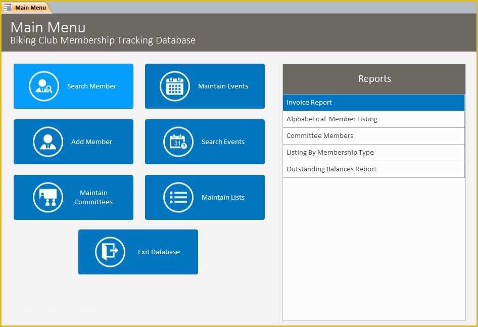 Free Microsoft Access Club Membership Database Template Of Membership 