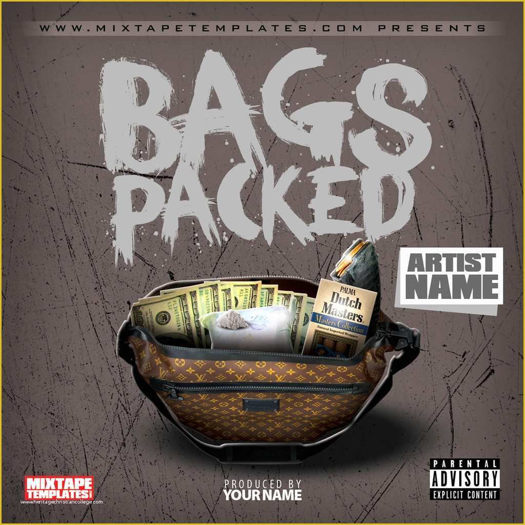 Free Mixtape Covers Templates Of Bags Packed Mixtape Cover Template By 