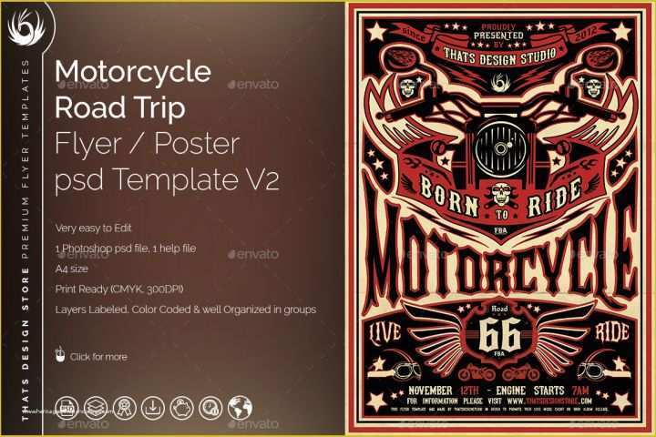 Free Motorcycle Ride Flyer Template Of Motorcycle Road Trip Flyer ...