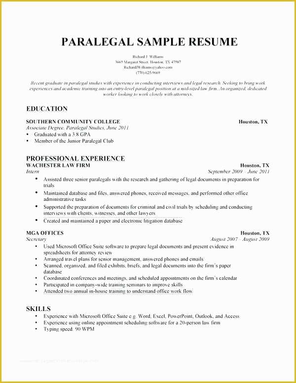 44 Free Paralegal Resume Templates Heritagechristiancollege