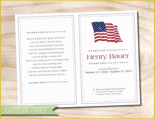 Free Patriotic Funeral Program Template Of Americana American Flag ...