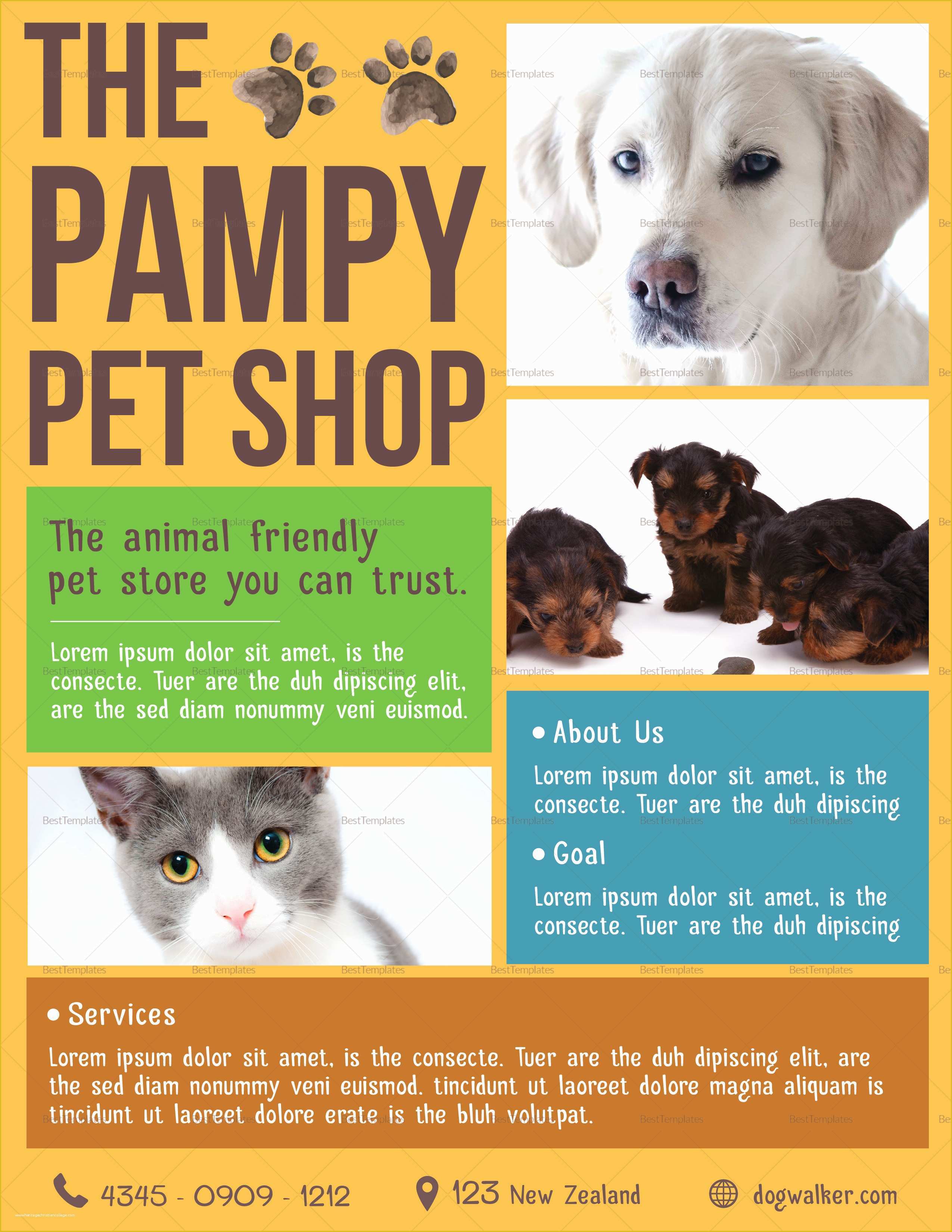 Free Pet Store Website Templates Of Pet Shop Flyer Design Template In 
