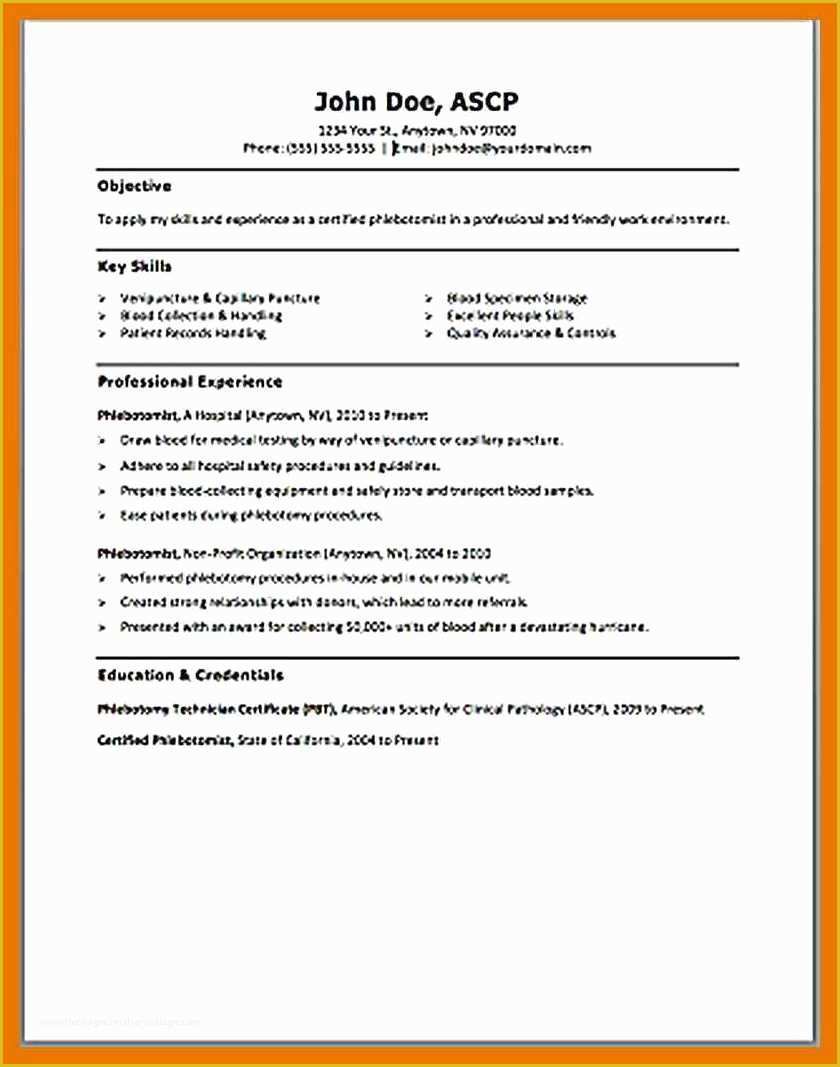 Free Phlebotomist Resume Templates Of 12 13 Phlebotomist Resume Sample 