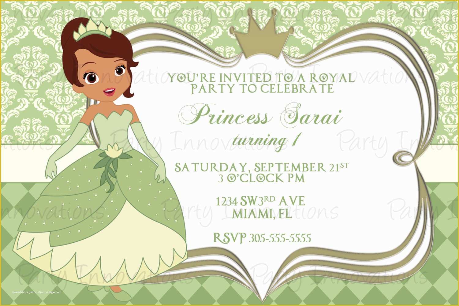 Free Princess Tiana Invitation Template