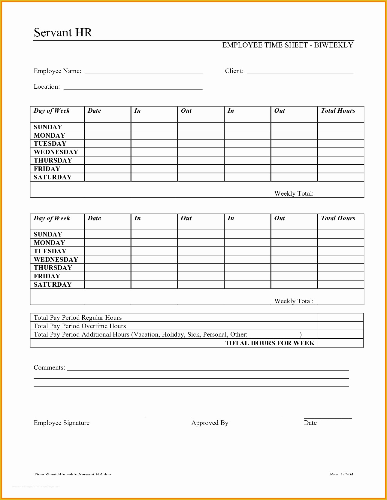Printable Bi weekly Timesheet Template Printable World Holiday