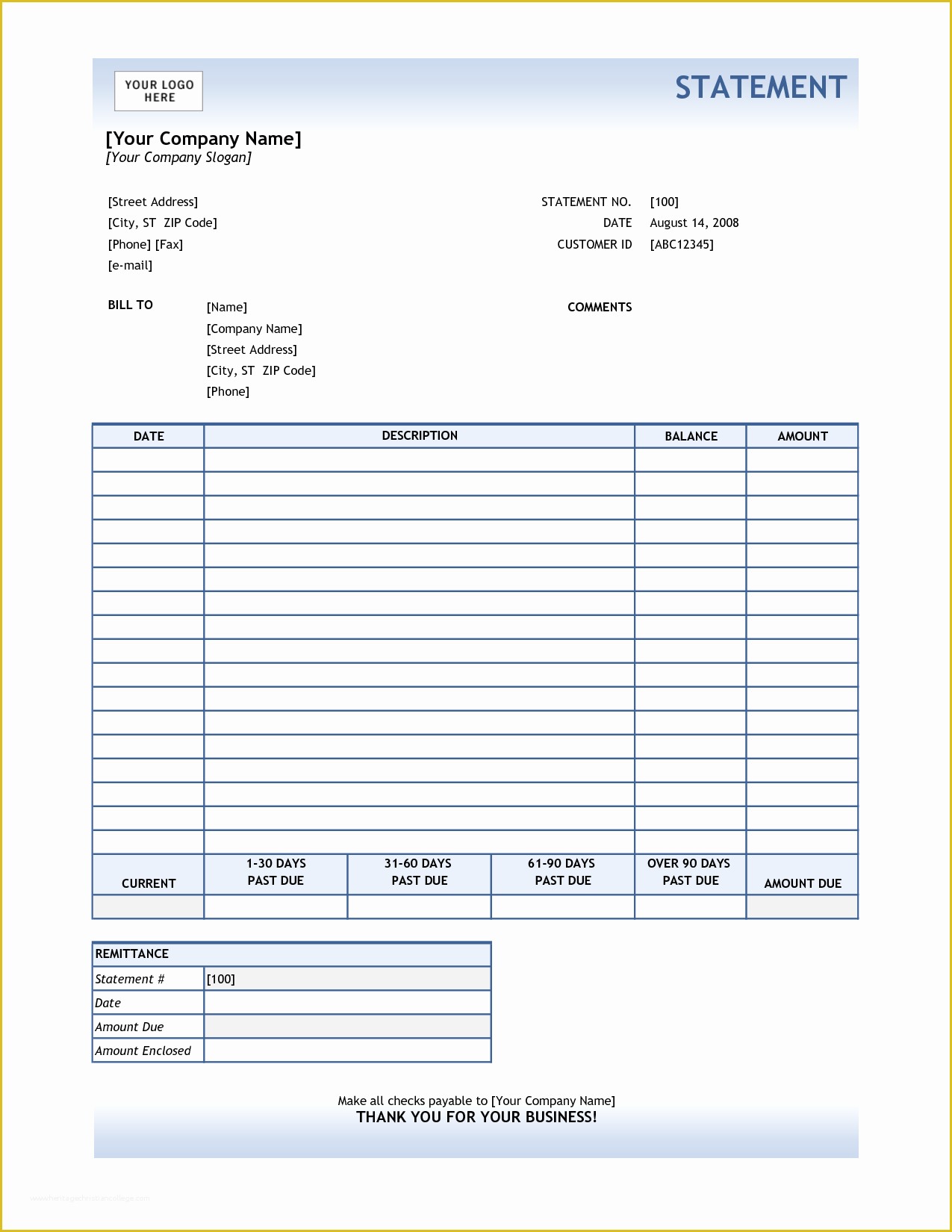 Free Printable Billing Statement Template Of Editable Billing Statement 