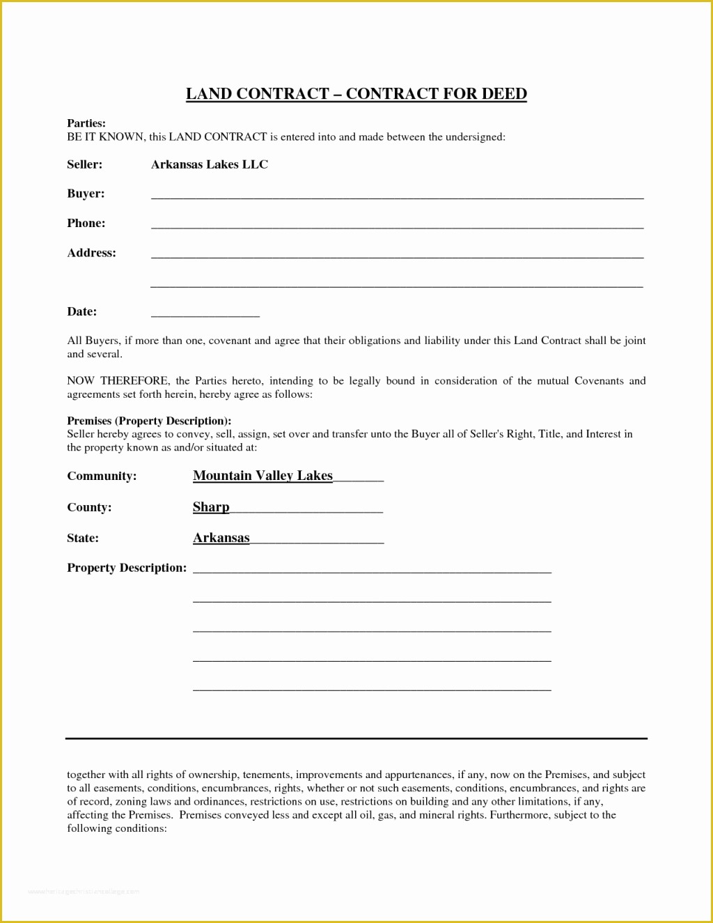 Free Printable Contract For Deed Forms Printable Forms Free Online