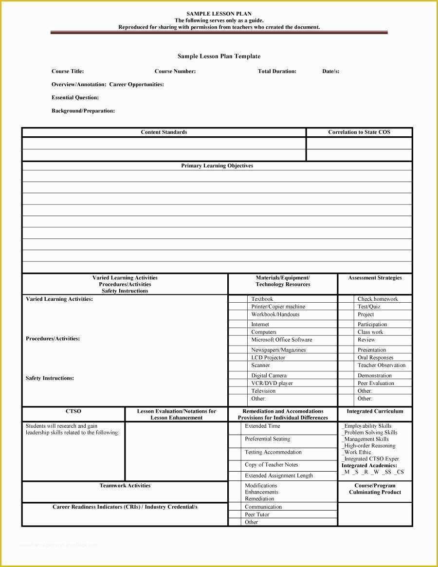 Free Printable Daily Lesson Plan Template Of 44 Free Lesson Plan 