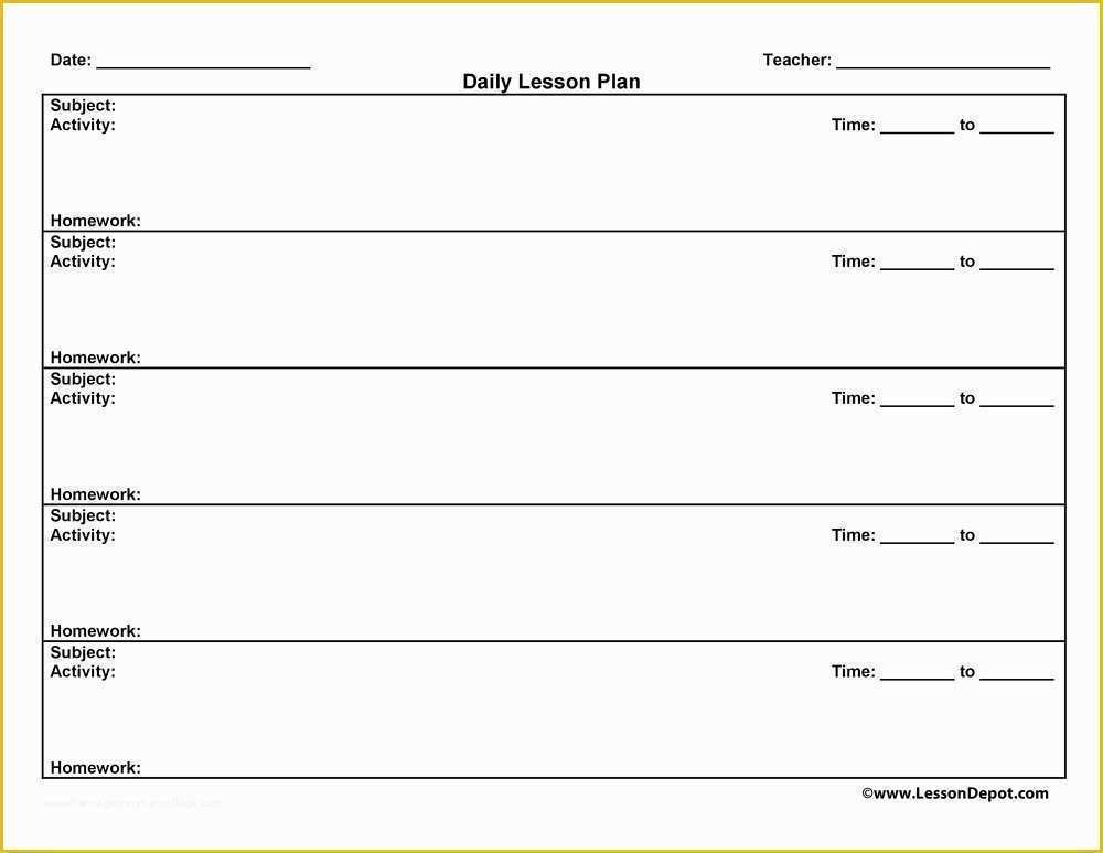 Free Printable Daily Lesson Plan Template Of Printable Lesson Plan 