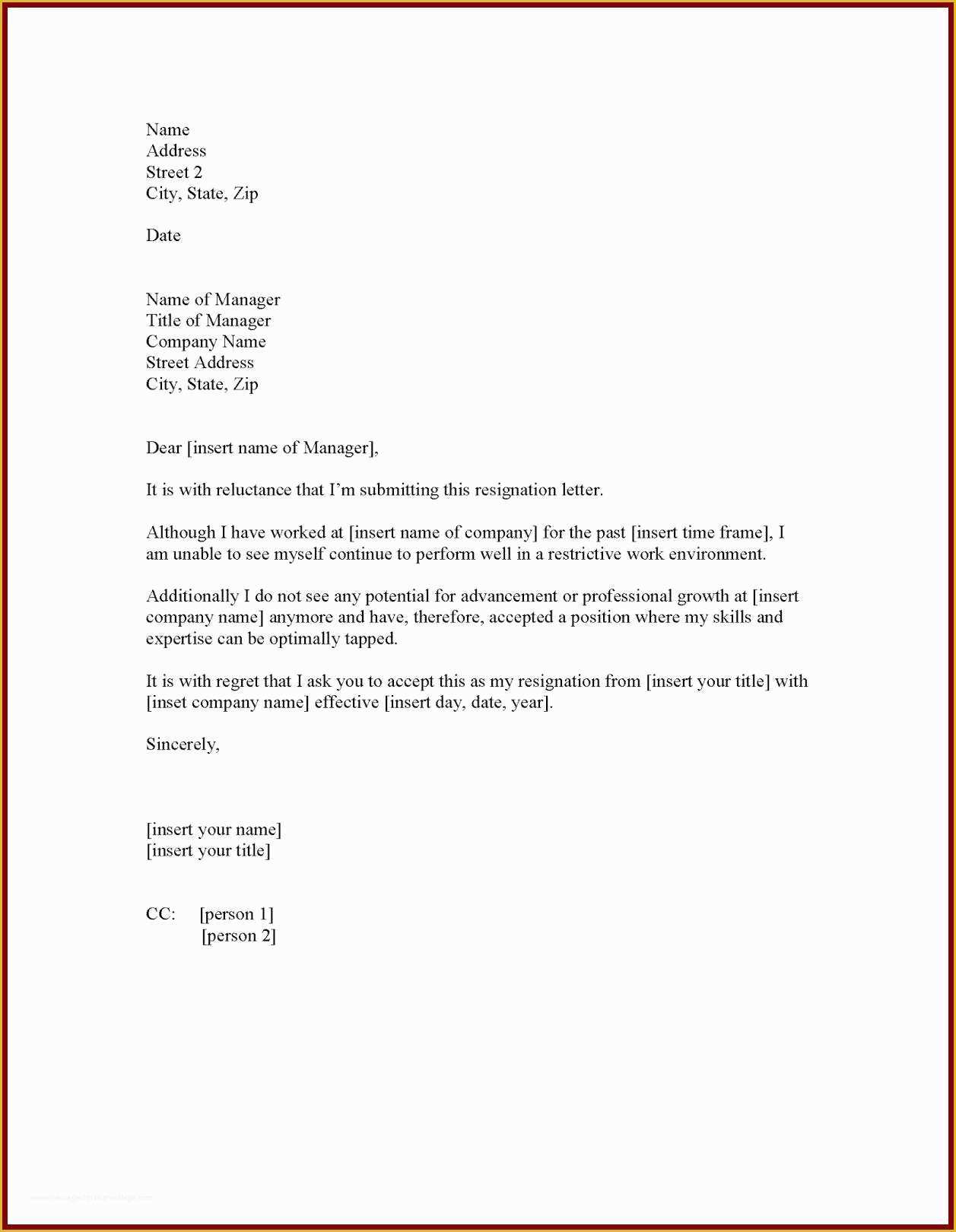 Free Printable Resignation Letter Template Of How To Write A 