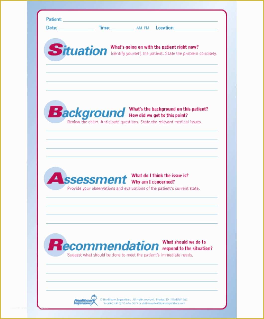 Printable Blank Sbar Template