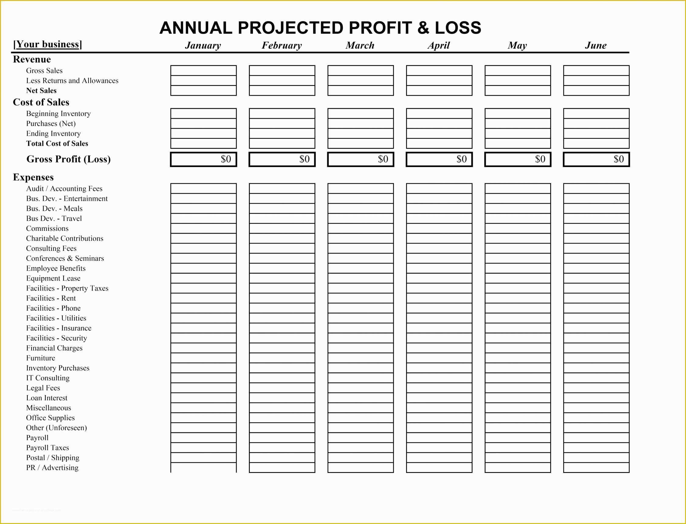 Free Profit And Loss Template For Self Employed Of Free Sample Profit 