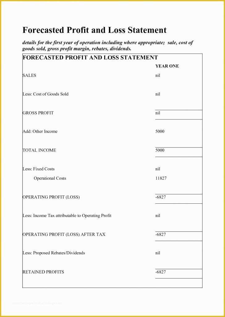 Free Profit And Loss Template For Self Employed Of Small Business 