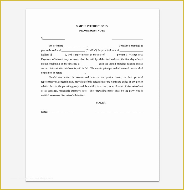 Illinois Promissory Note Template