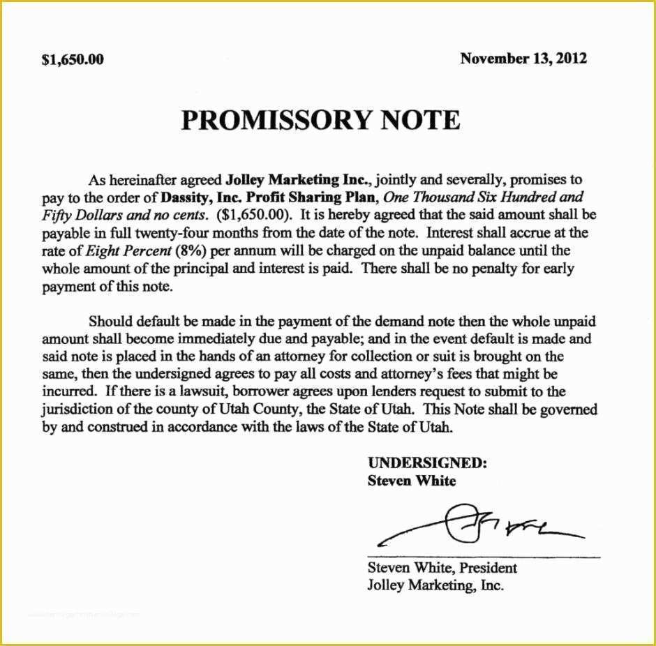 Free Promissory Note Template Of Promissory Note Template From Borrower 
