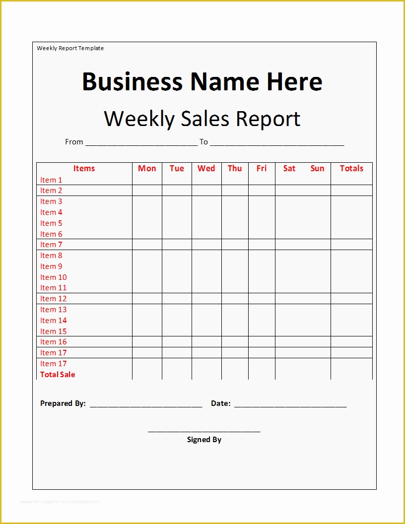 Free Report Templates Of Weekly Report Template Free Formats Excel Word