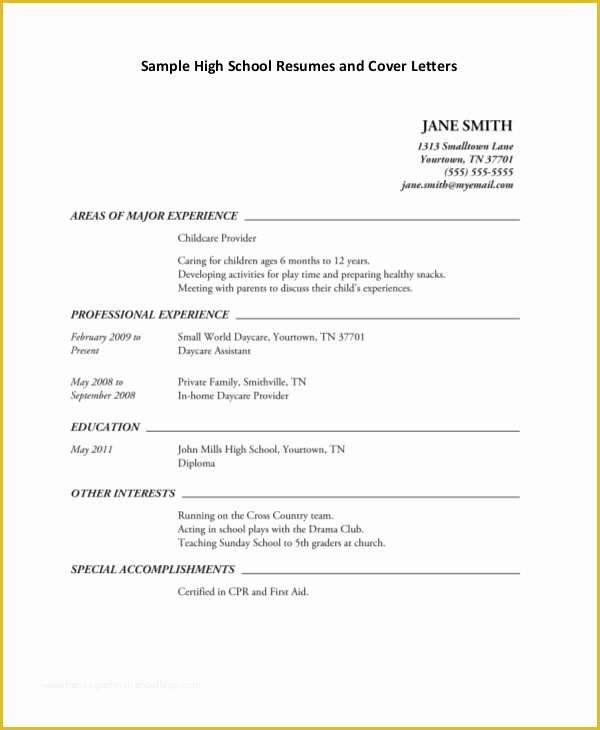 Free Resume Templates For Highschool Students With No Work Experience 