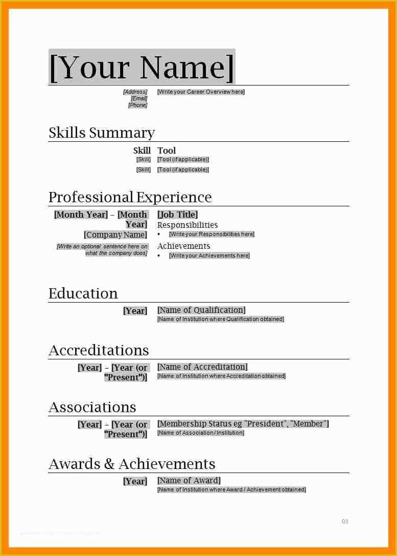 Free Resume Templates Microsoft Word 2007 Of Microsoft Word Resume