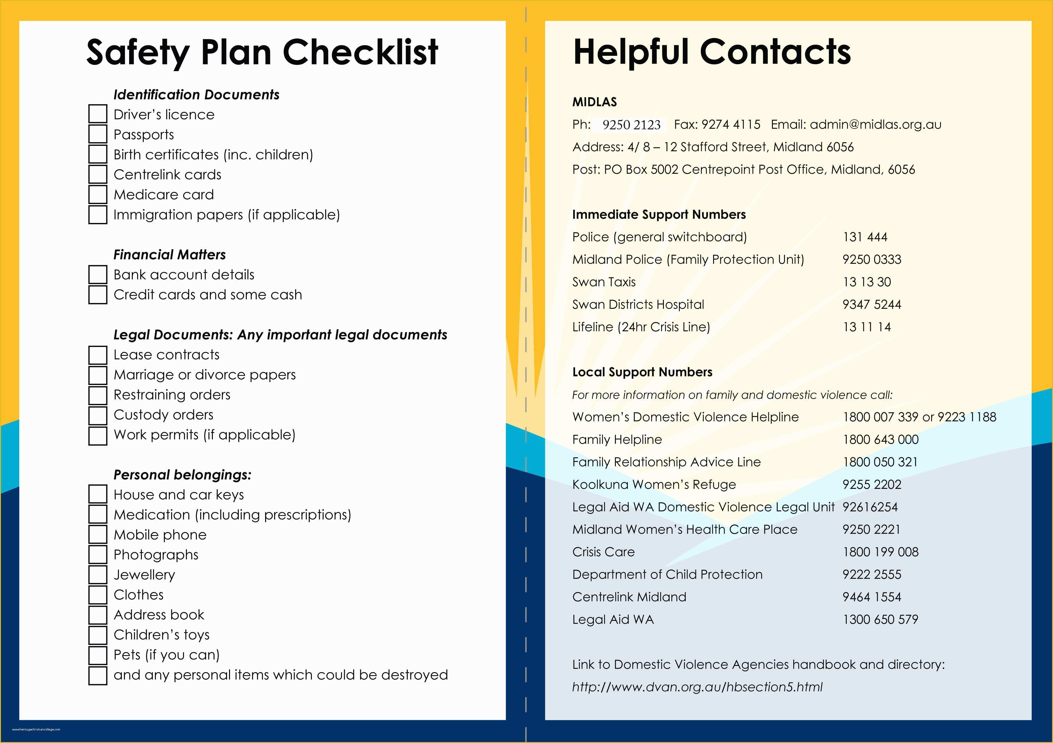 Printable Safety Plan