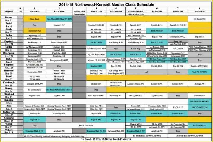 Free School Master Schedule Template Of High School Master Schedule ...