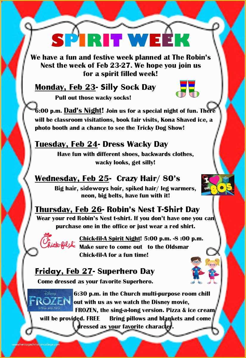 52 Free Spirit Week Flyer Template Heritagechristiancollege