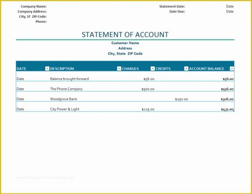 Free Statement Of Account Template Of Statement Of Account Templates ...