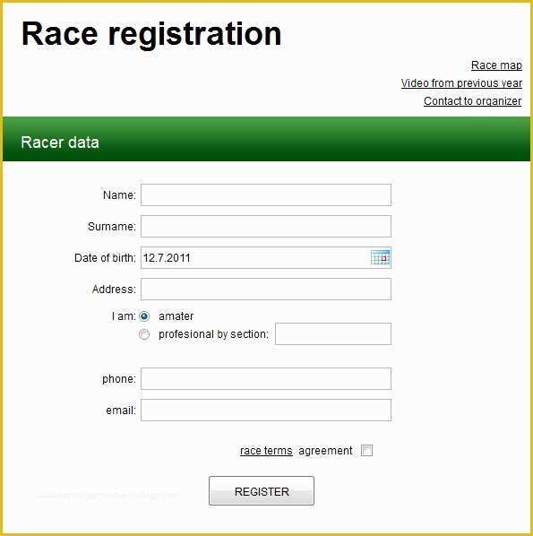 Free Template For Registration Form In HTML Of Templates Registration 