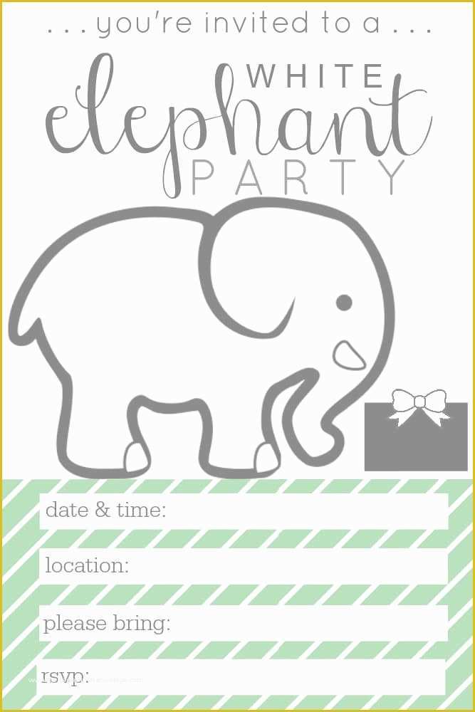 Free White Elephant Party Invitation Template Of White Elephant Party 