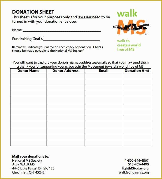 Fundraising Forms Templates Free Of Donation Sheet Template 4 Free Pdf 