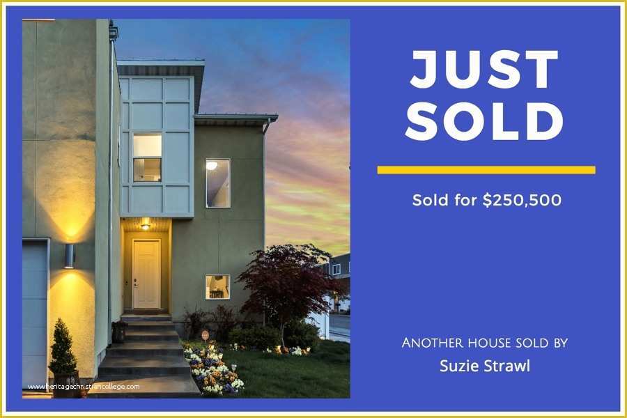 Just Sold Postcard Templates Free Of Blue White Clean Modern Just Sold 