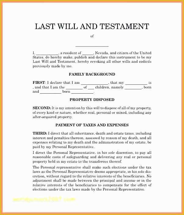 Last Will And Testament Free Template Washington State Of Free 