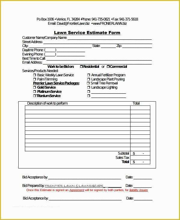 Lawn Service Template Free Of 8 Service Estimate Templates 