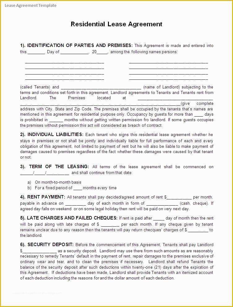 Lease To Own Agreement Template Free Of 5 Free Lease Agreement Templates Excel Pdf Formats 